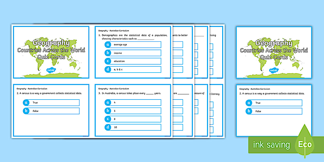 Countries of the World Quiz Cards (teacher made) - Twinkl