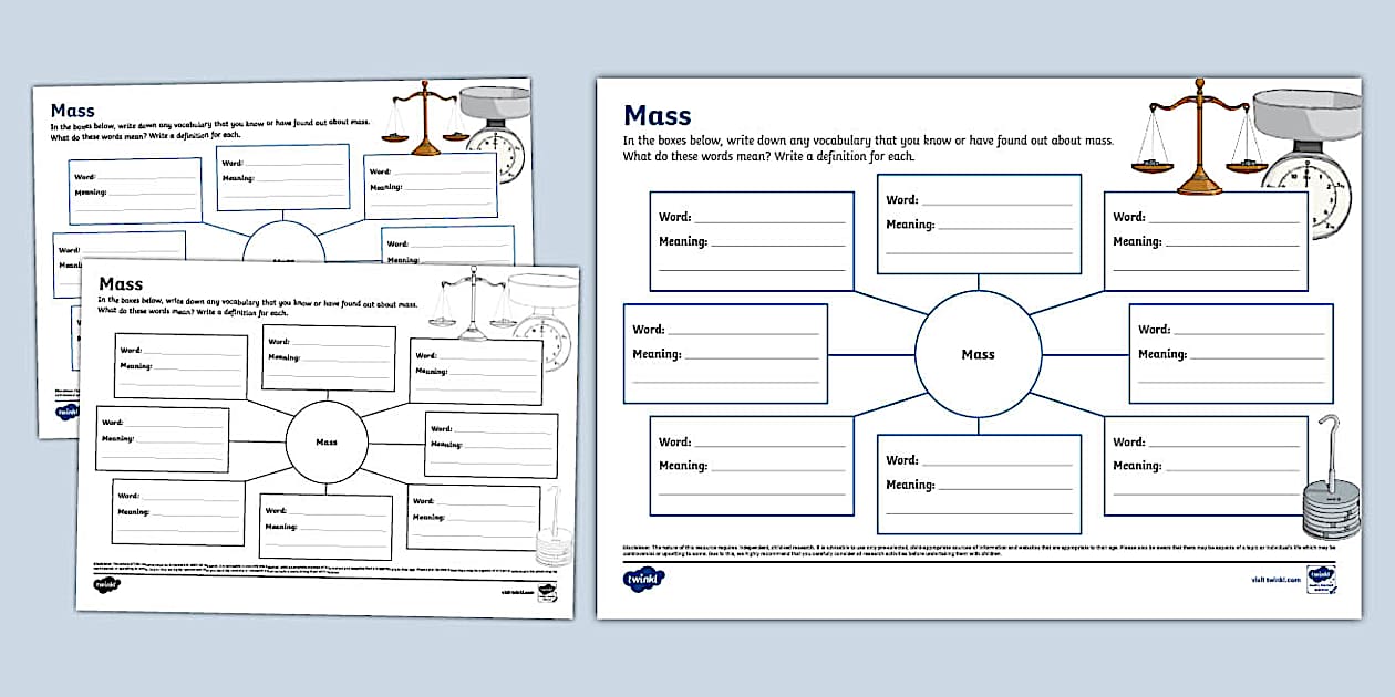 👉 Mass Vocabulary Mind Map (teacher made) - Twinkl