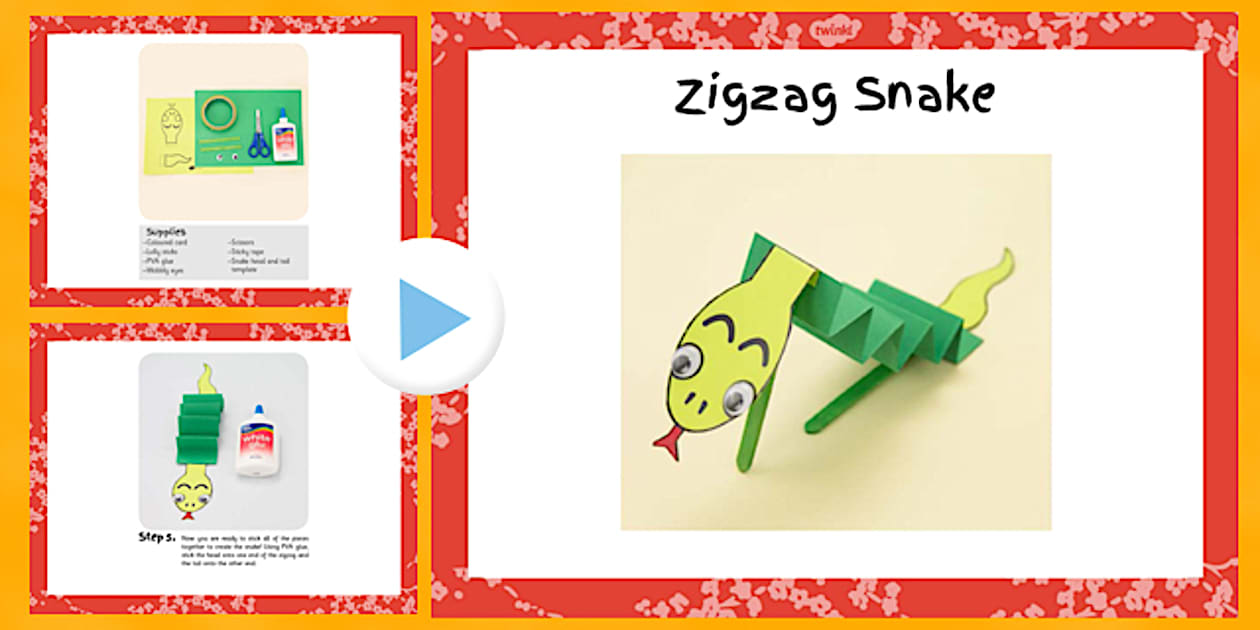 Zigzag Snake Craft Instructions PowerPoint - Twinkl