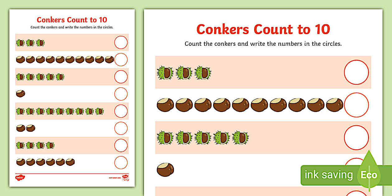 👉 Conkers Counting to 10 Activity, Conkers Counting