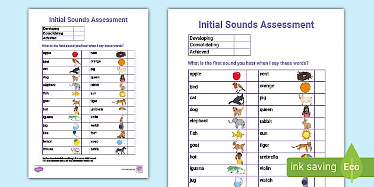 Editable Initial Sounds A-Z Assessment Sheet (teacher made)