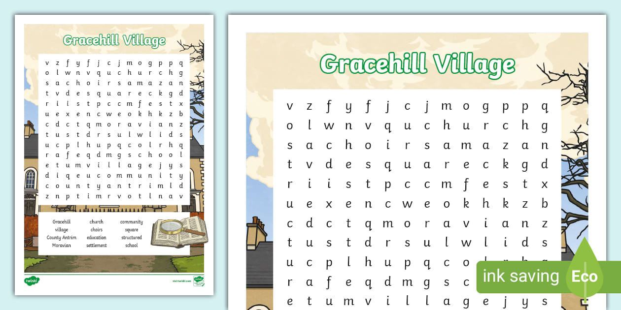 Gracehill Village Word Search (teacher made) - Twinkl