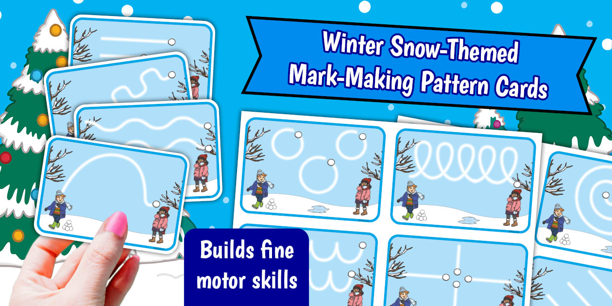 Winter Snow-Themed Mark-Making Pattern Cards