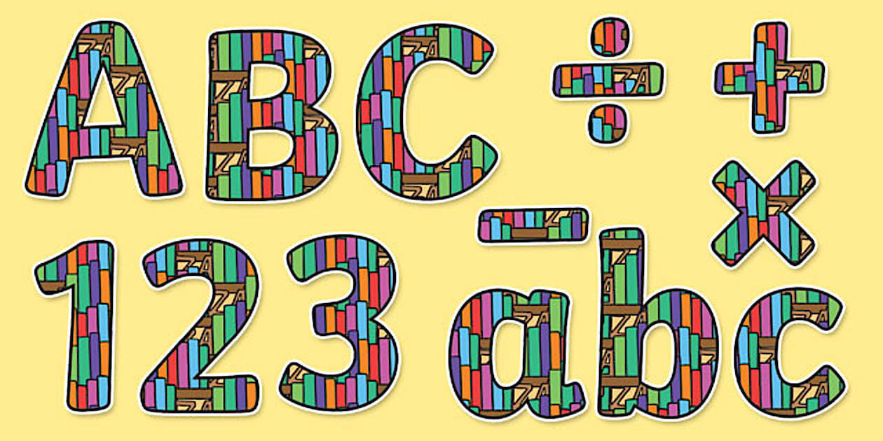 Editable Book Themed Display Letters and Numbers Pack