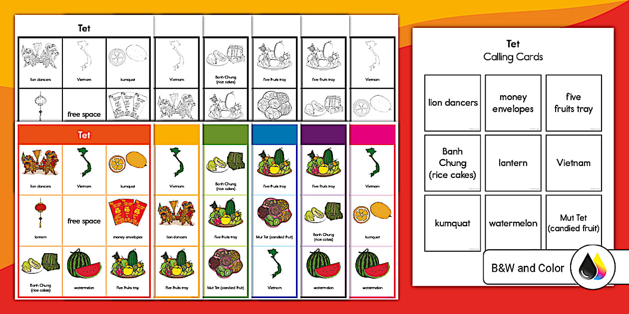 Tet Bingo | Vietnamese New Year | PreK to 2nd Grade | Twinkl