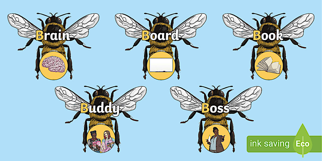 Editable 5 Bs Promoting Independence Bee Display Cut-Outs