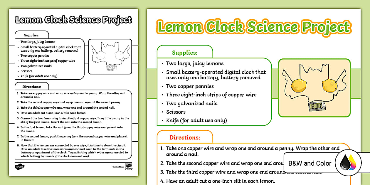 Lemon Clock Science Project | Resource | Twinkl USA - Twinkl