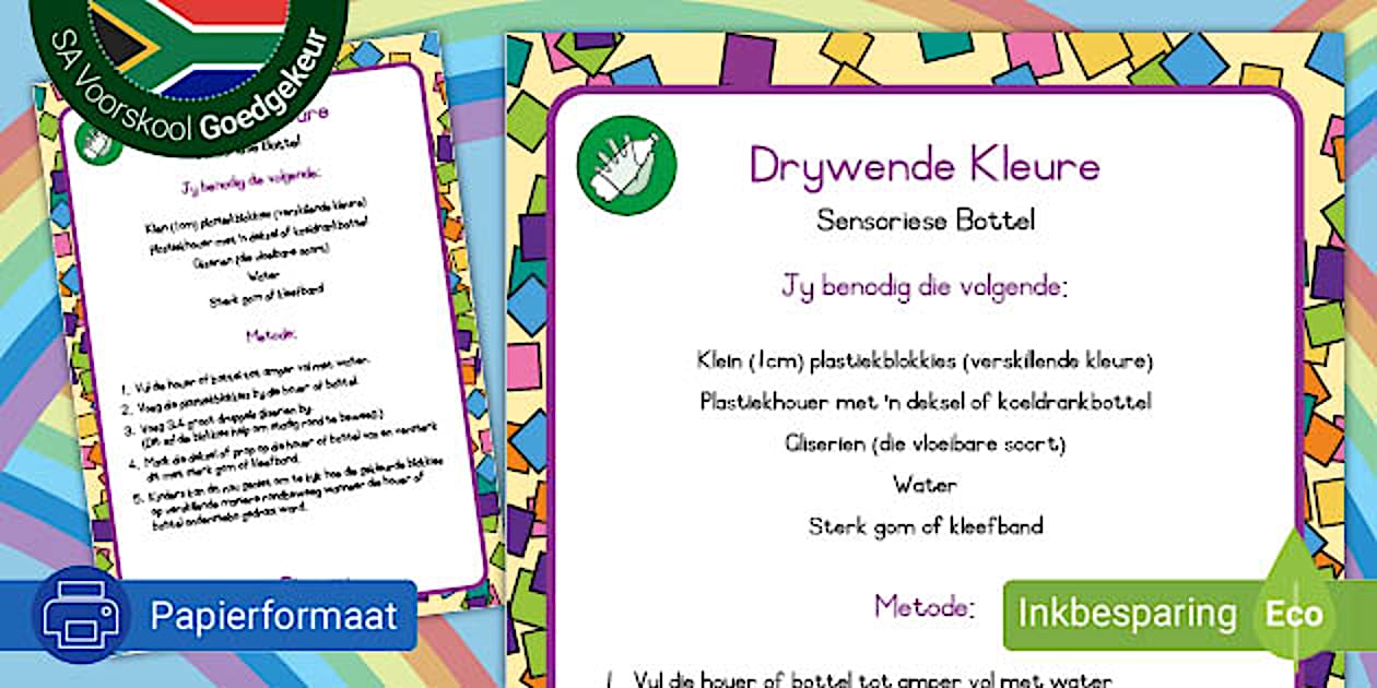 Kleure: Sensoriese Bottel Instruksies (Teacher-Made)