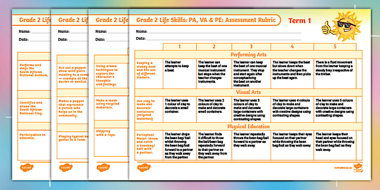 Grade 2: Life Skills: PA, VA & PE Rubric (teacher made)