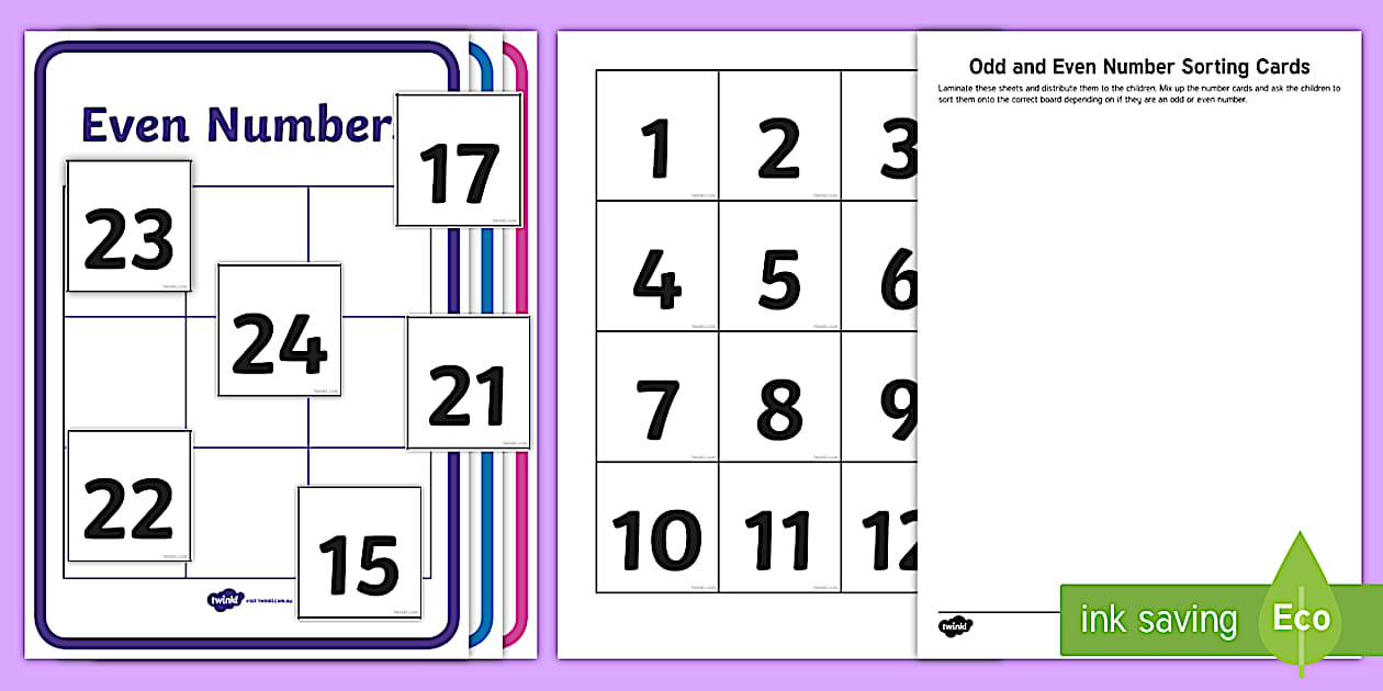 Even and odd cards | Number sorting (Teacher-Made) - Twinkl
