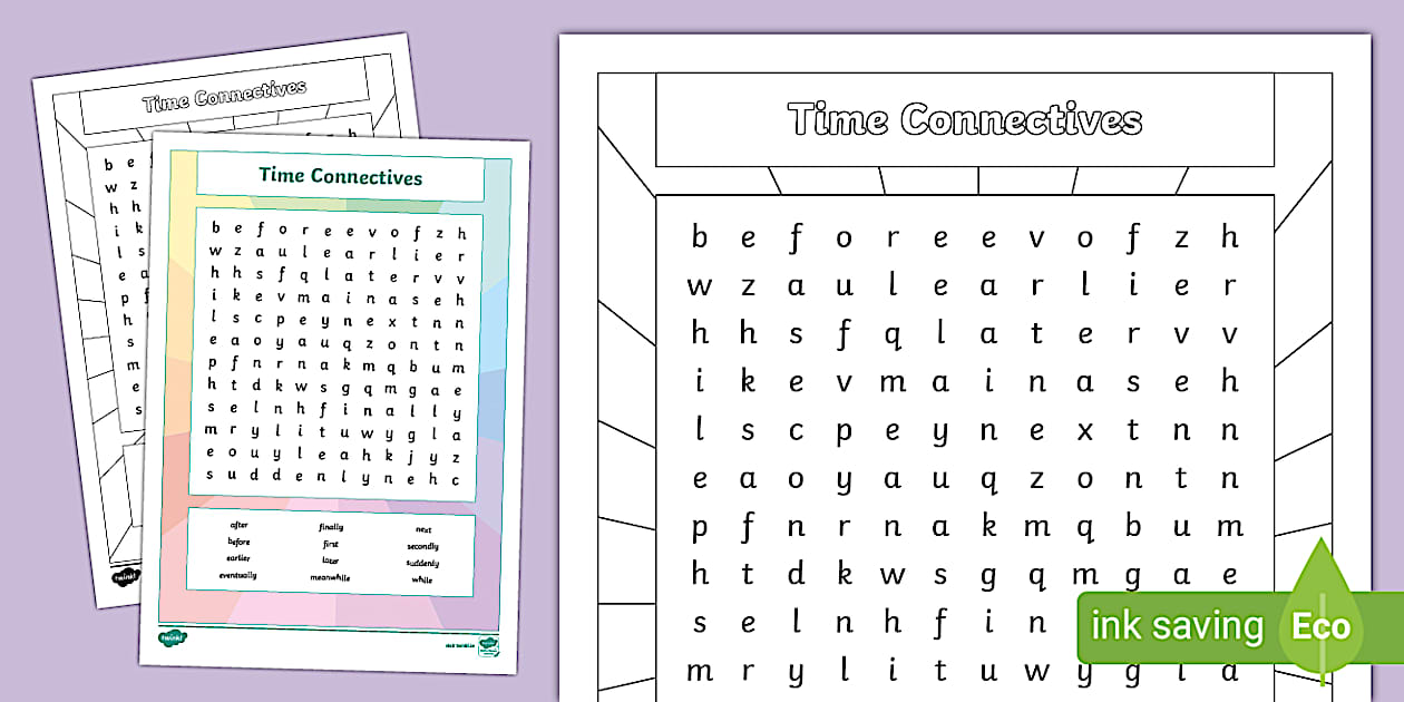 Time Connectives Word Search (teacher made) - Twinkl