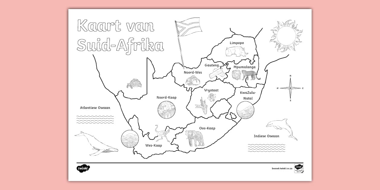 Kaart van Suid-Afrika Vertoonplakkaat | Twinkl Suid-Afrika