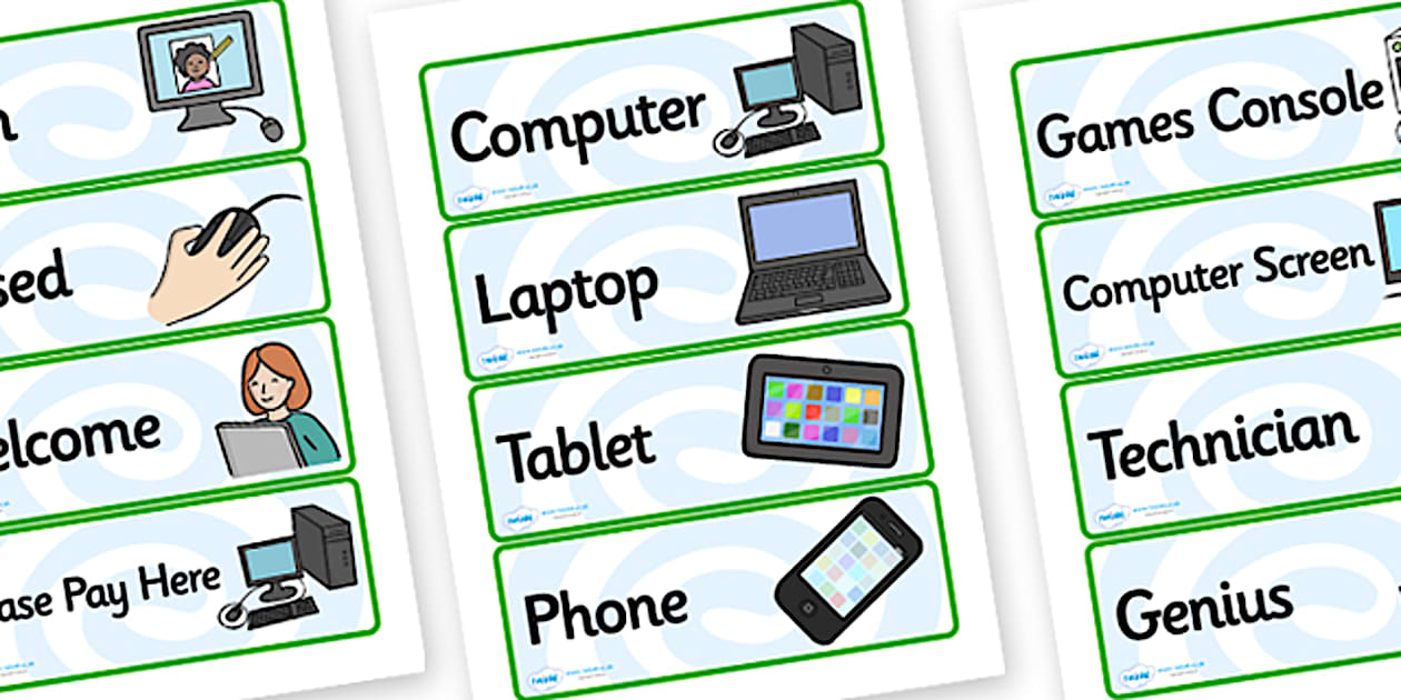 Computer Shop Role Play Labels (teacher made) - Twinkl
