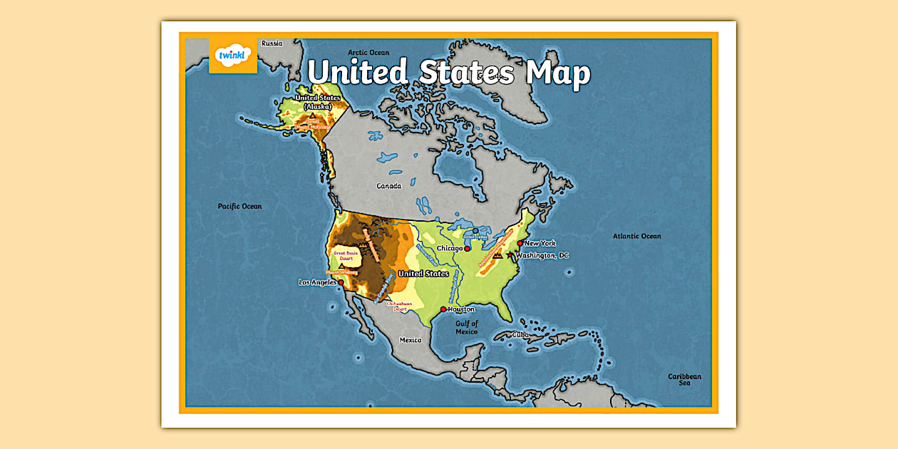 KS2 United States Display Map - Twinkl Geography