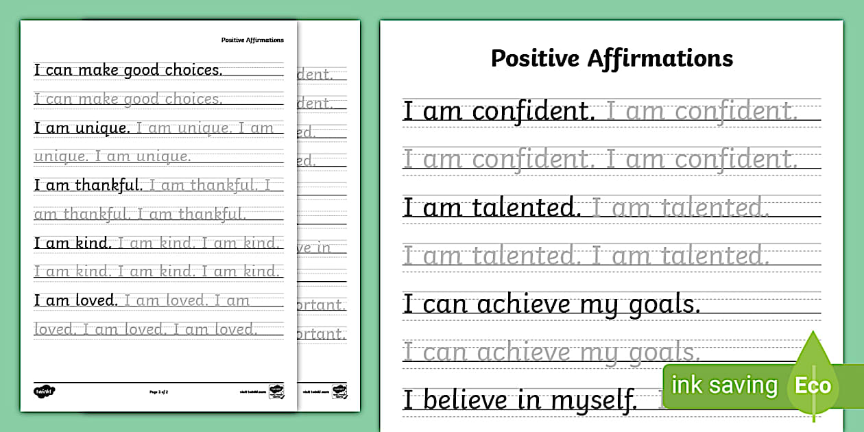 Positive Affirmations Handwriting,positive affirmations