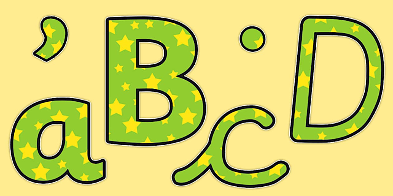 Green and Yellow Stars Themed Display Lettering - Twinkl