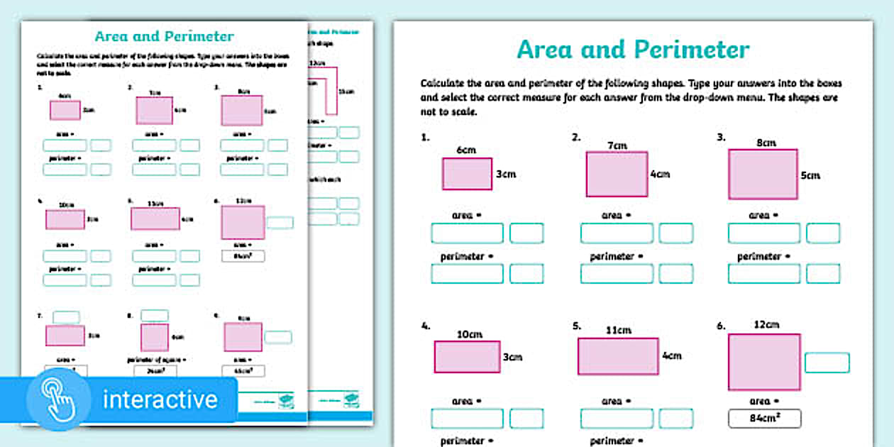 👉 KS2 Area and Perimeter Interactive Worksheet - Twinkl