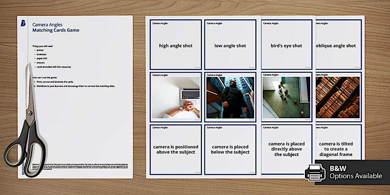 Camera Angles Matching Cards Game (teacher made) - Twinkl