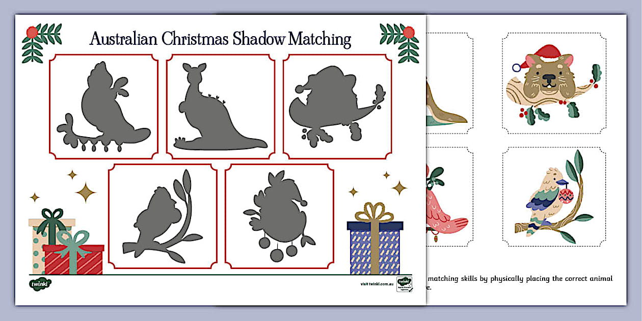 Australian Christmas Shadow Matching Activity (Teacher-Made)