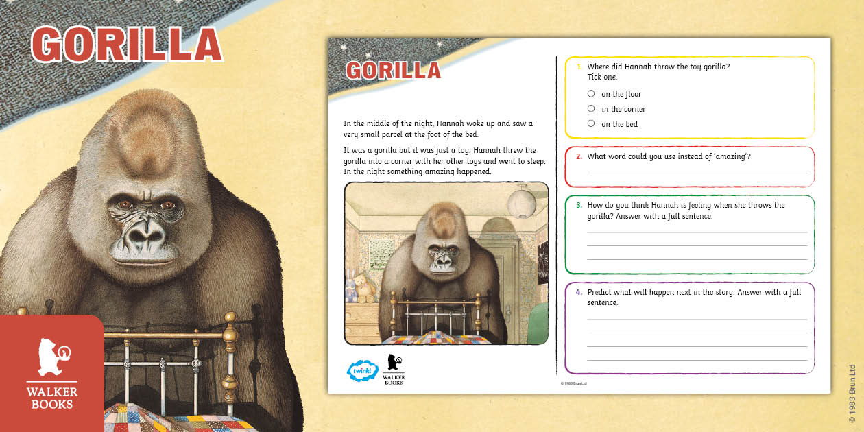 FREE! - Gorilla: Reading Comprehension Mat (teacher made)