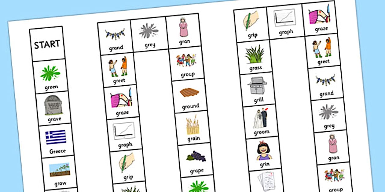 GR Board Game -speech sounds, phonology, articulation, speech therapy ...