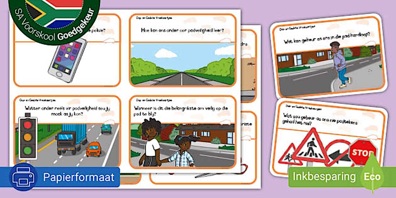 Padveiligheid Oop- en Geslote Vraekaartjies (teacher made)