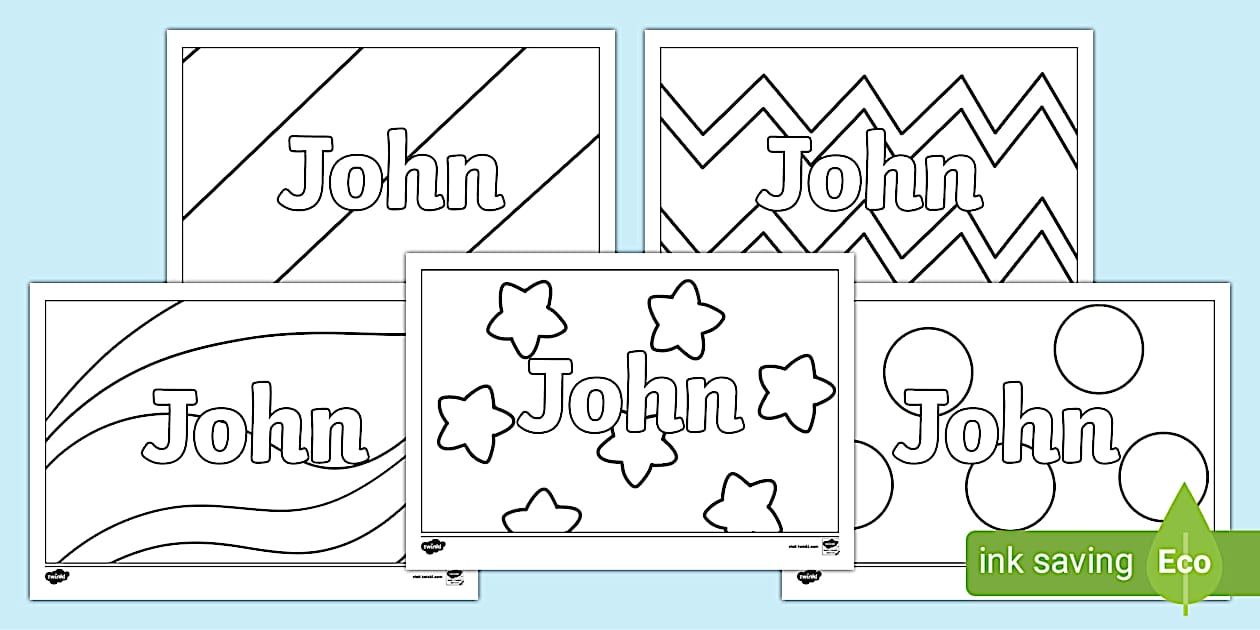 John Name Simple Colouring Activity Sheets - Twinkl