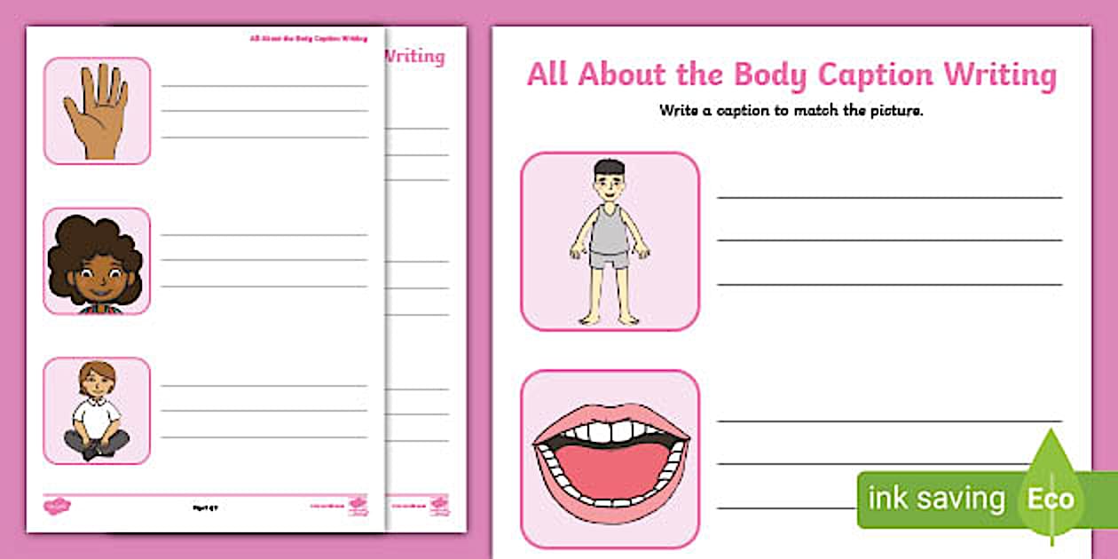 All About the Body Caption Writing Activity - Twinkl