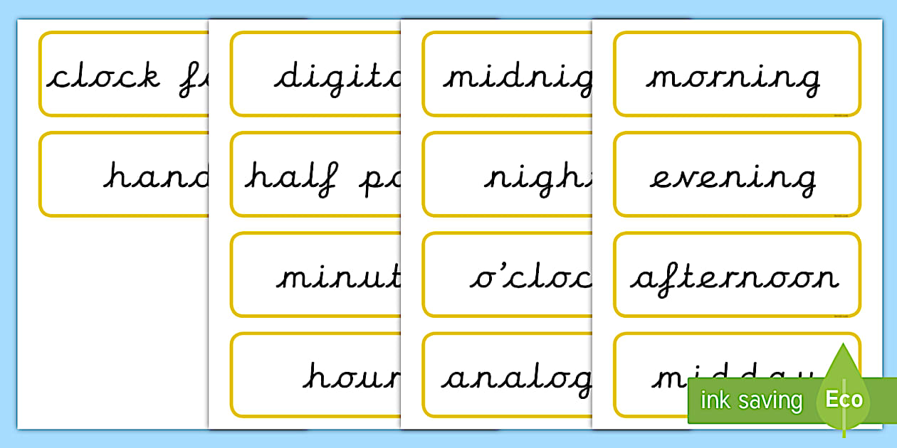time vocabulary (Teacher-Made) - Twinkl