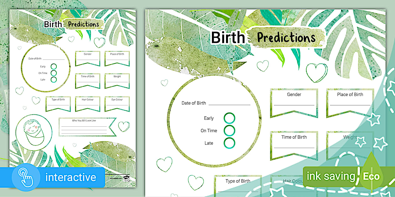 Birth Predictions - My Baby Journal (teacher made) - Twinkl
