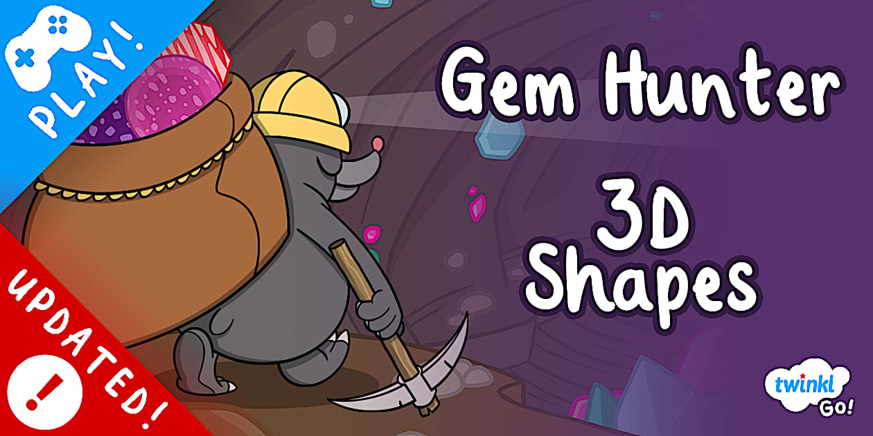 👉 Gem Hunter 3D Shapes Game | Twinkl Go! (teacher made)
