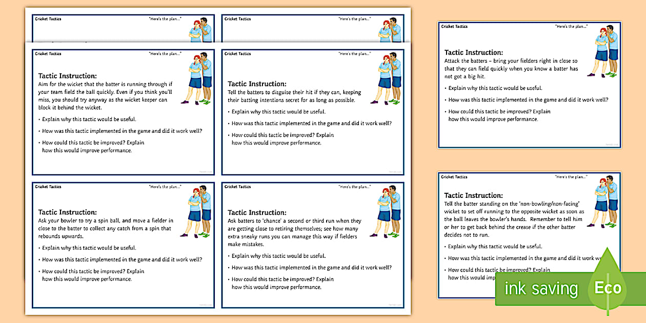 Black and White Cricket Tactics Cards (teacher made)