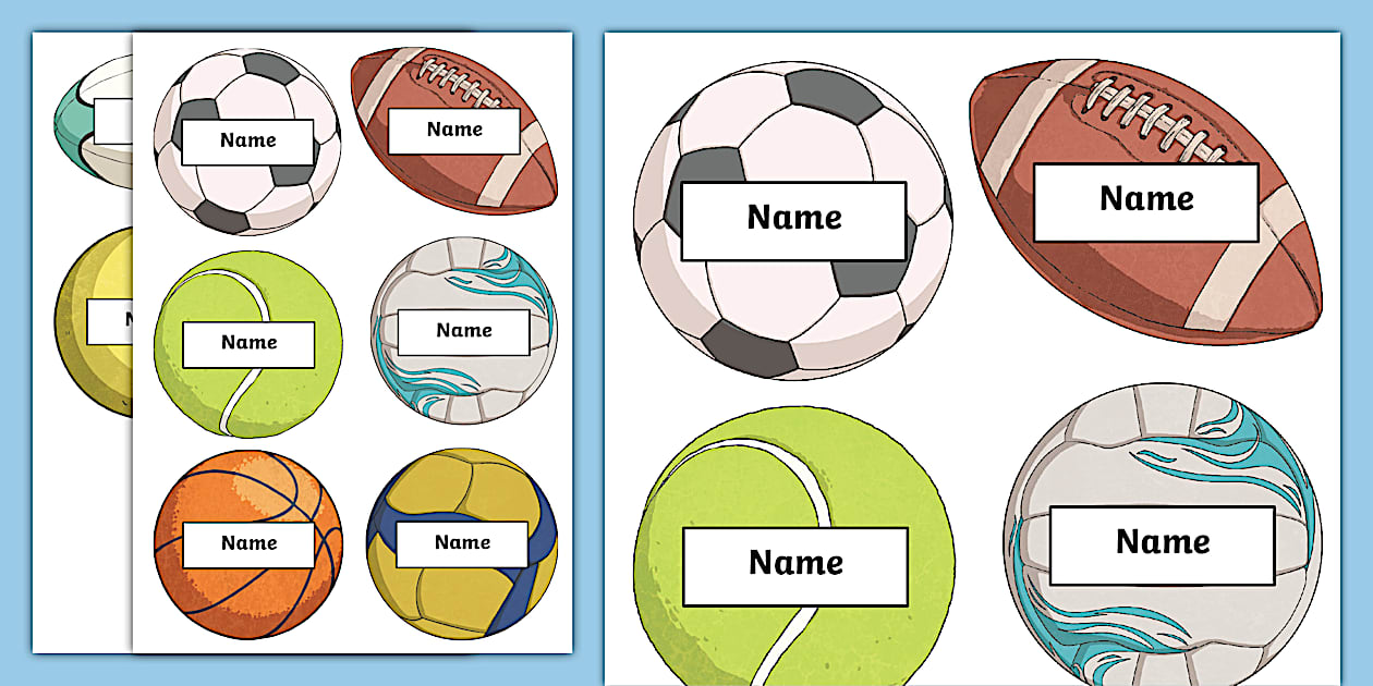 Sports-Themed Editable Name Labels (teacher made) - Twinkl