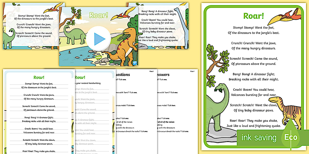 Roar! Dinosaur Poem Pack - Twinkl