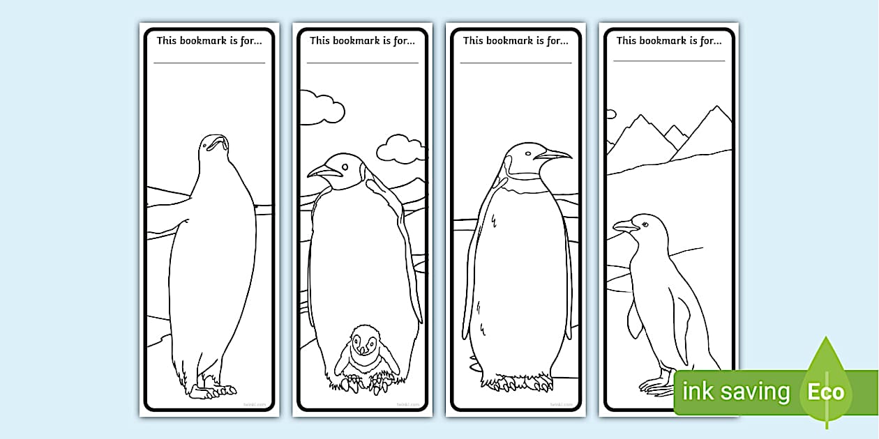 Penguin Bookmarks to Colour | Twinkl | KS1 | Stationery