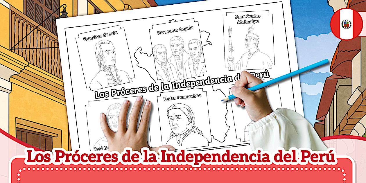 Hoja de colorear: Próceres de la Independencia del Perú