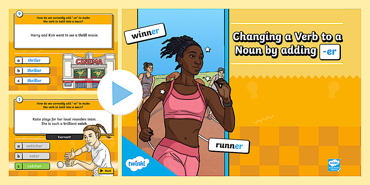 Making a Noun by Adding the Suffix -er to a Verb SPaG PowerPoint Quiz