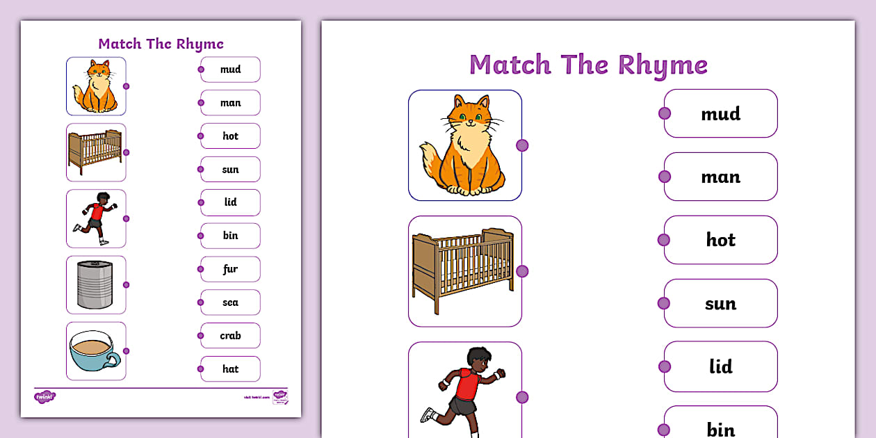 Language Skills: Match The Rhyme Foundation Stage - Twinkl