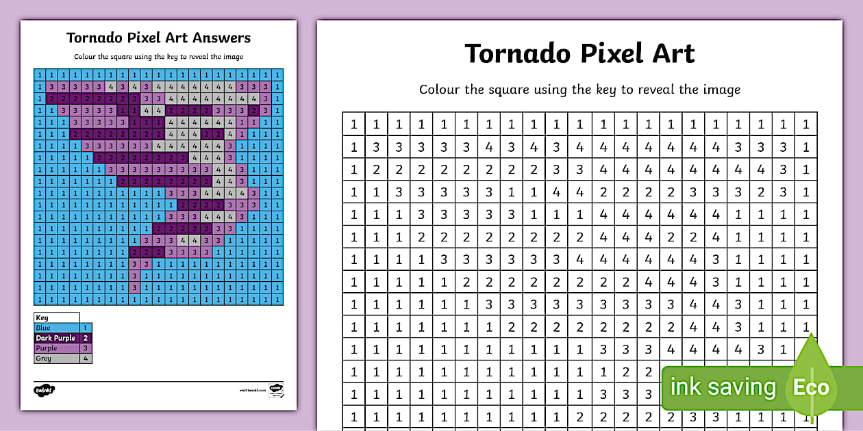 Tornado Pixel Art Template (teacher made) - Twinkl