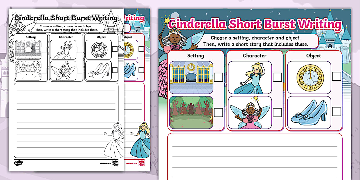 Cinderella Short Burst Writing Template - Twinkl