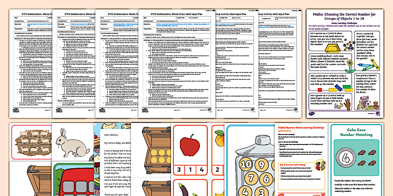 EYFS Maths Link Numerals and Amounts to 10 Planning Pack