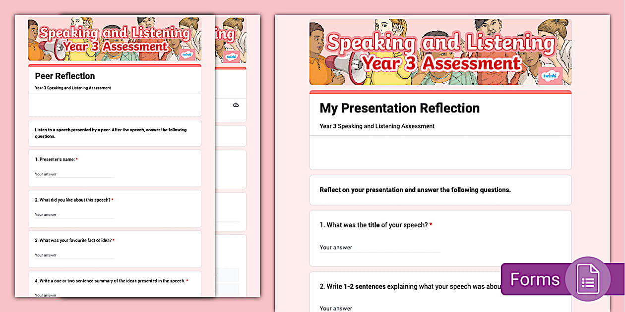 Year 3 Speaking and Listening Assessment Google Form