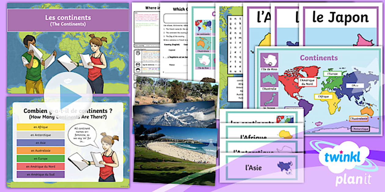 French: Where in the World?: Continents Year 4 Lesson Pack 4