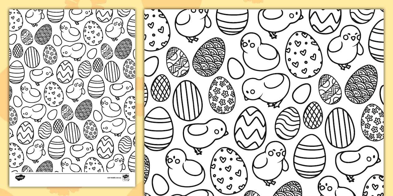 Easter Pattern Doodle Colouring Sheet - Twinkl
