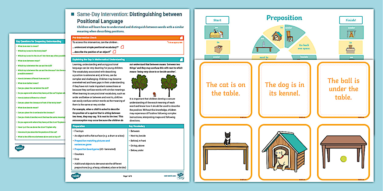 👉 Year 1: Distinguishing between Positional Language