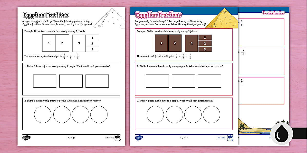 Egyptian Fractions Activity (teacher made) - Twinkl
