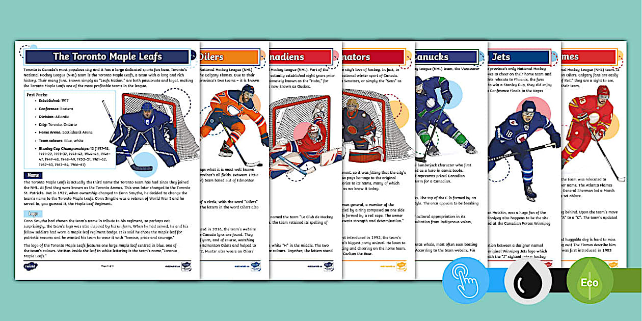 Canadian NHL Reading Comprehension Pack | Twinkl - Twinkl