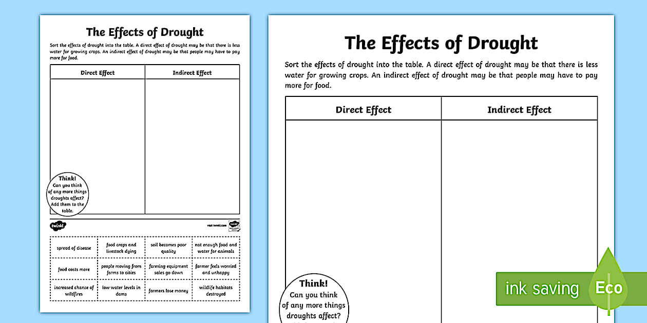 Editable Effects of Drought Worksheet (teacher made)