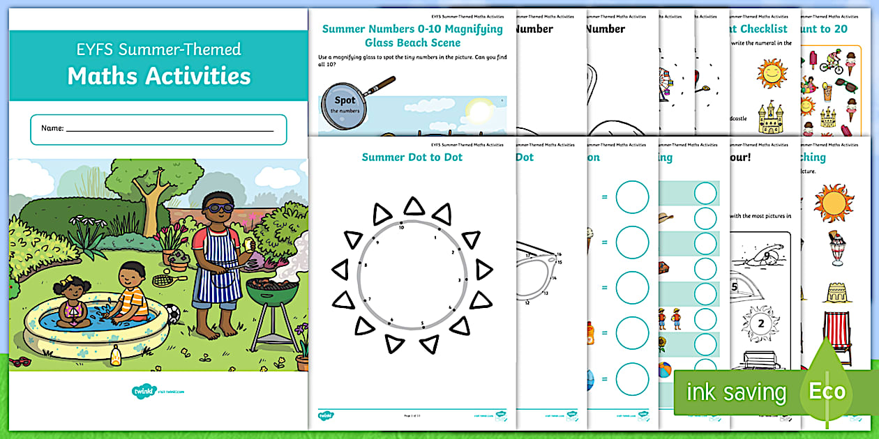 Summer Maths EYFS Themed Booklet | End of Year Maths
