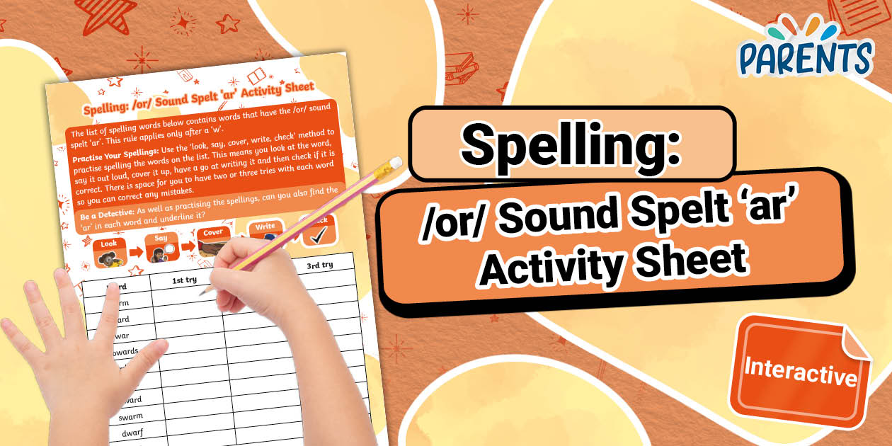 Spelling: /or/ Sound Spelt 'ar' Activity Sheet